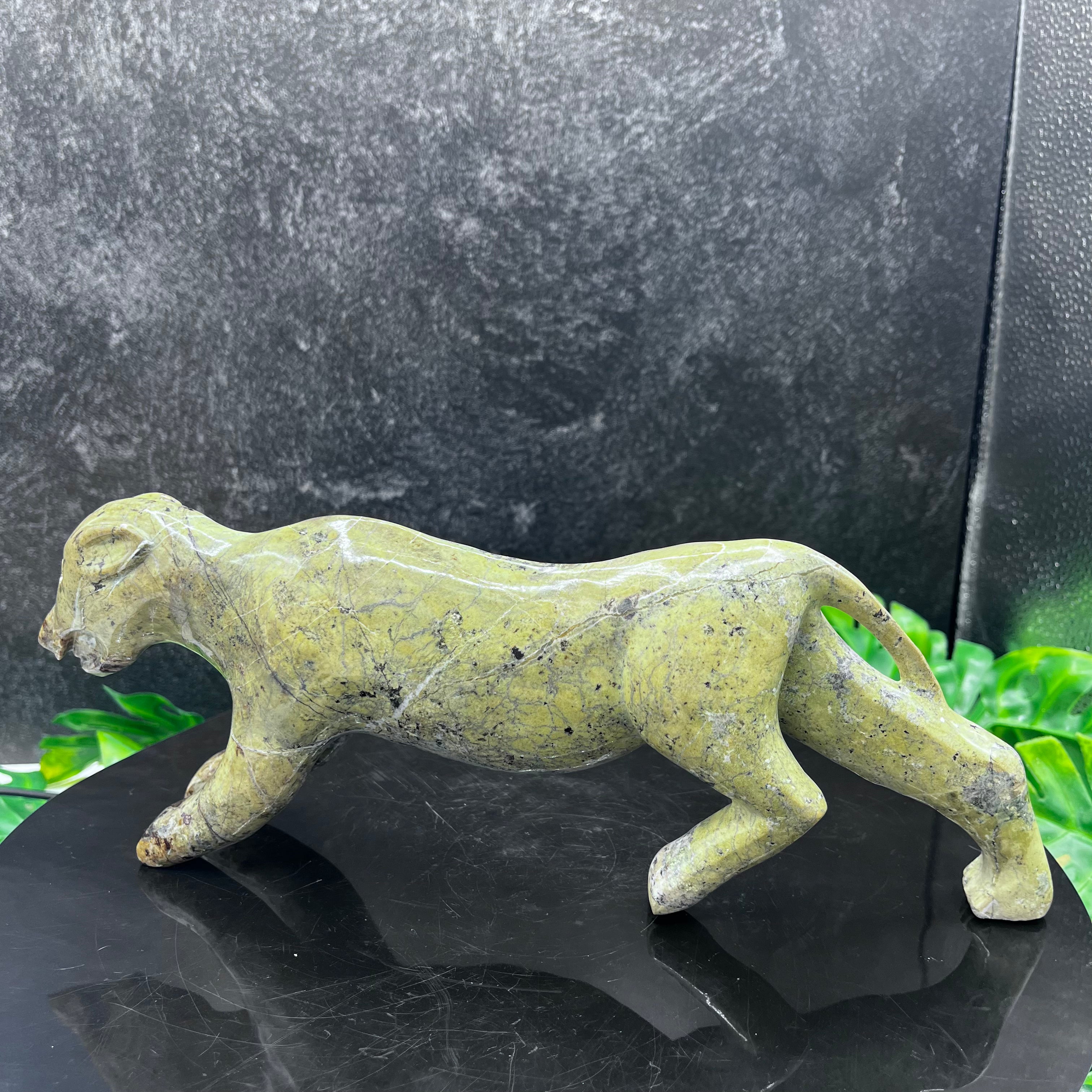 Hand-Carved Serpentine Mayan Leopard - Crystals - Sage & Magic